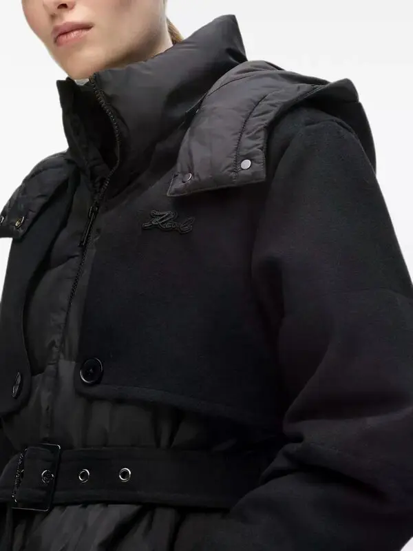 Karl Lagerfeld Belted Long Puffer Jacket