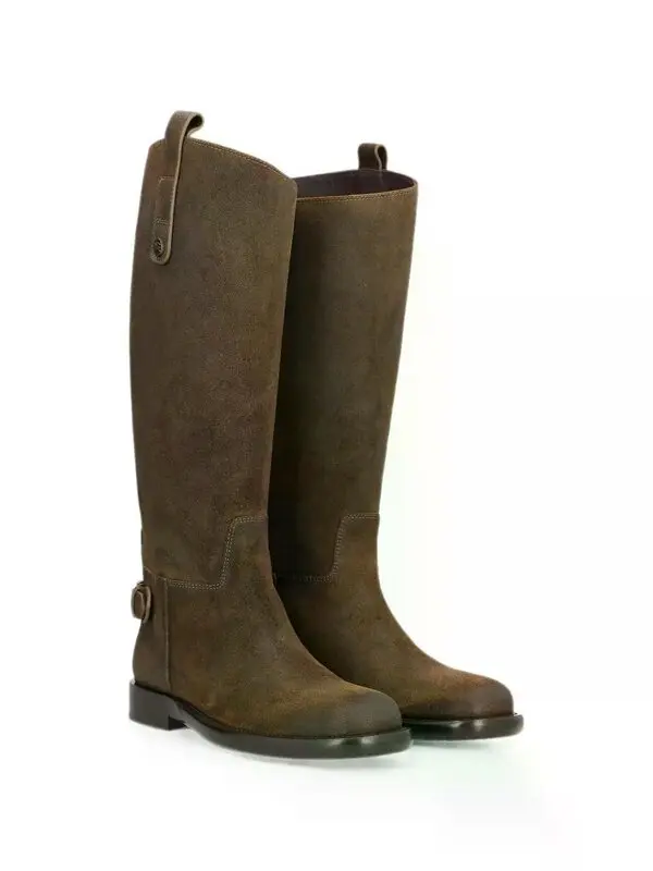 Burberry Suede Knee-high Cavalier Boots - Brown