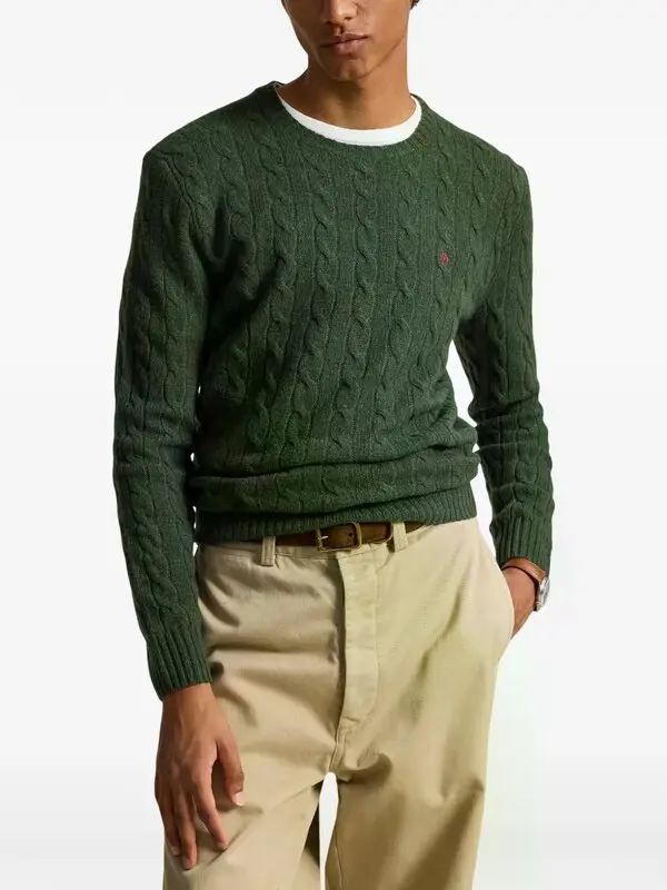 Polo Ralph Lauren Embroidered Cable-knit Crewneck Sweater