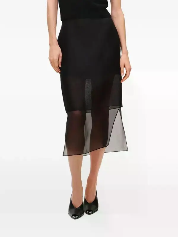 Brandon Maxwell Sheer-panelled Midi Skirt