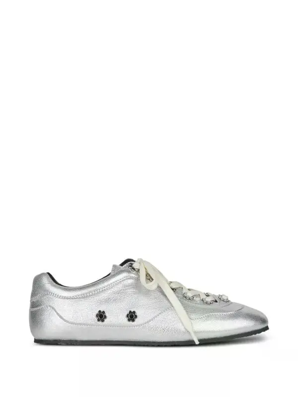 Cecilie Bahnsen Flower-embellished Leather Sneakers