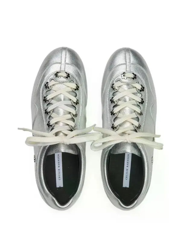 Cecilie Bahnsen Flower-embellished Leather Sneakers