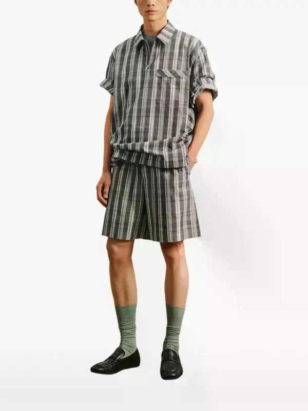 CROQUIS Checked Logo-embroidered Shirt - Grey