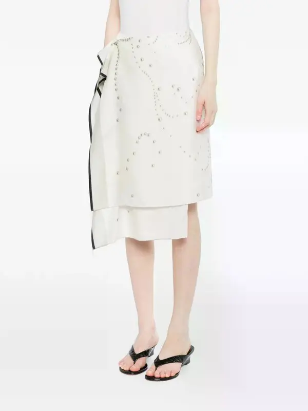 JNBY Pearl-print Wrap Skirt - Neutrals