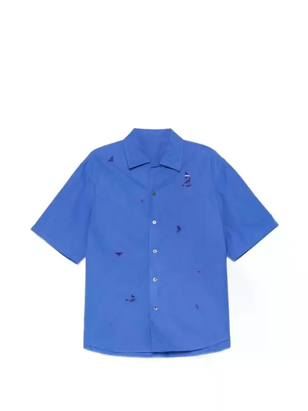 CROQUIS Eyelet-embroidery Short-sleeve Shirt