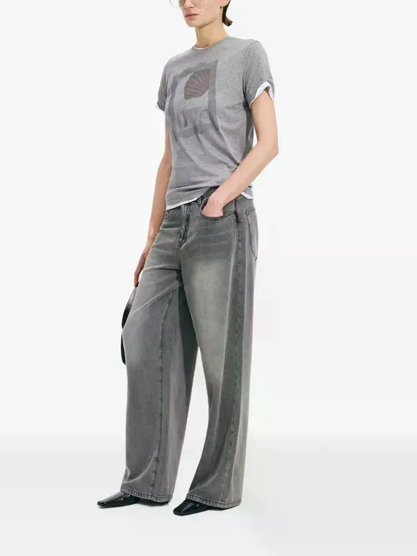 JNBY Cotton Abstract-print T-shirt - Grey