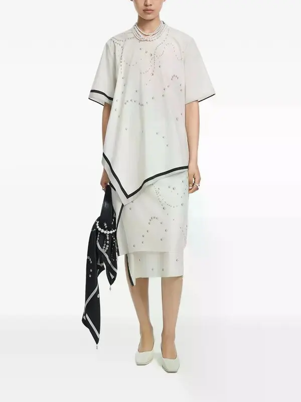 JNBY Asymmetric Hem Pearl Print Blouse - Neutrals