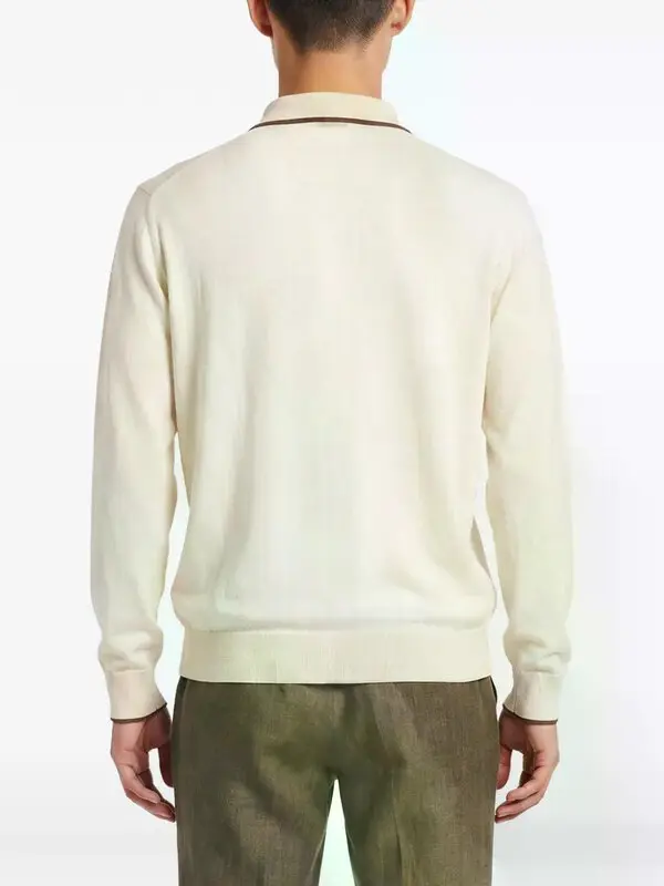 Kiton Contrast-trim Long-sleeve Polo Shirt