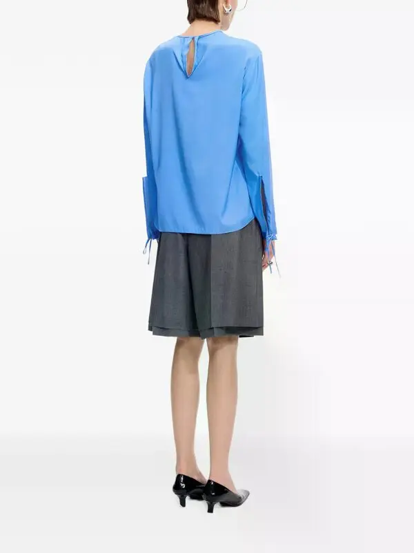 JNBY Long Sleeve Blouse With Self-tie Cuffs - Blue