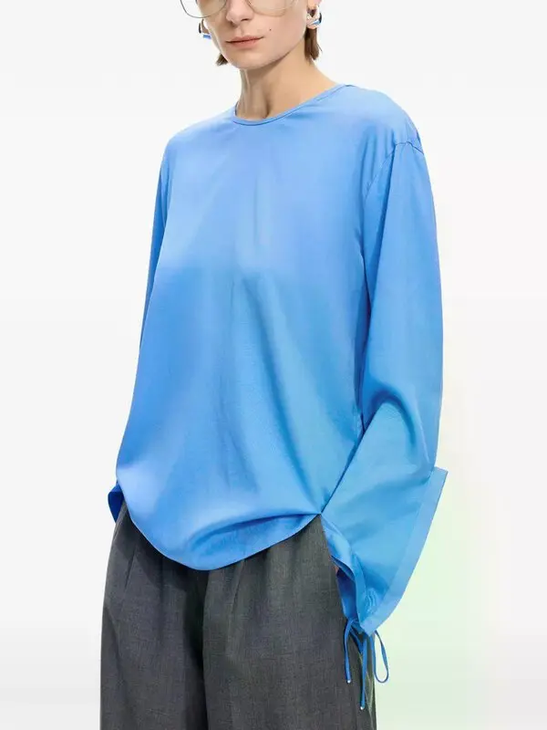 JNBY Long Sleeve Blouse With Self-tie Cuffs - Blue