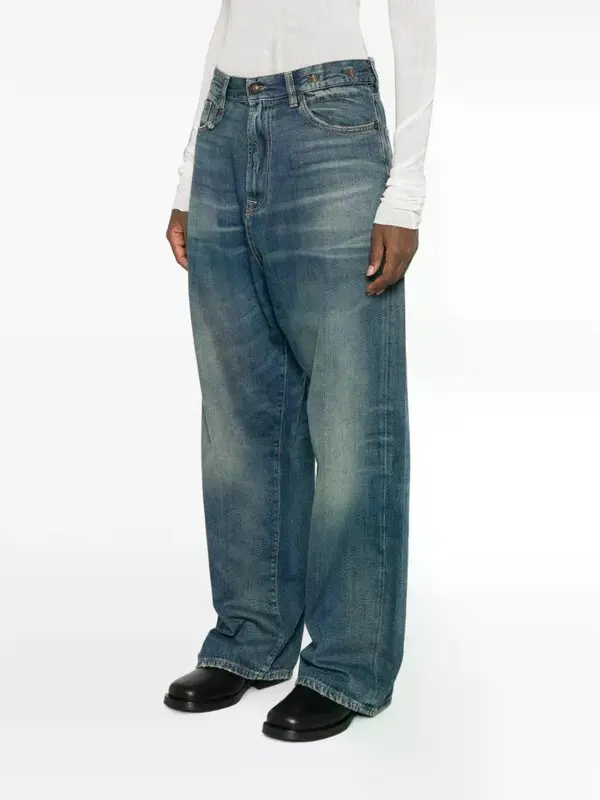 R13 Faded-effect Wide-leg Denim Jeans