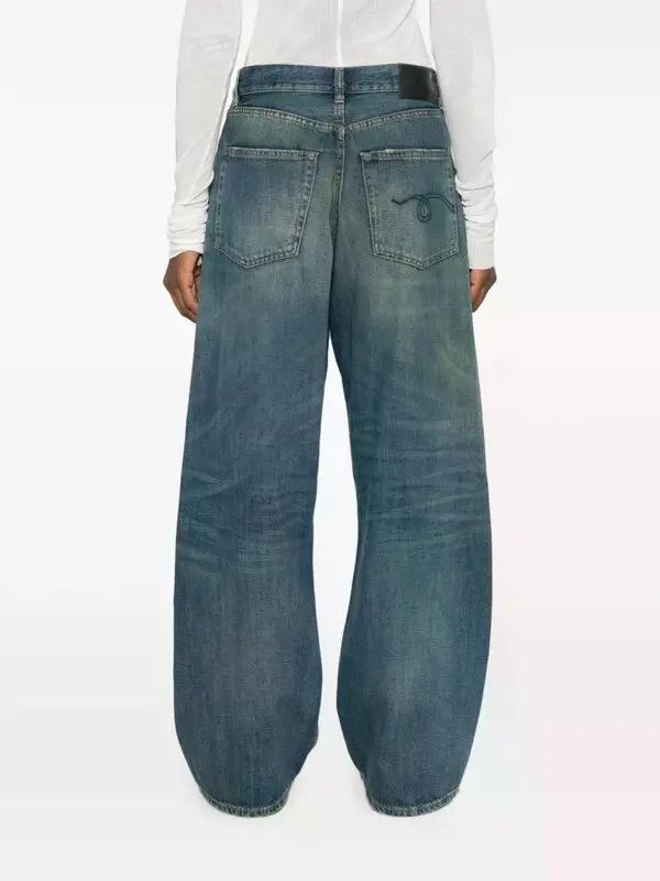 R13 Faded-effect Wide-leg Denim Jeans