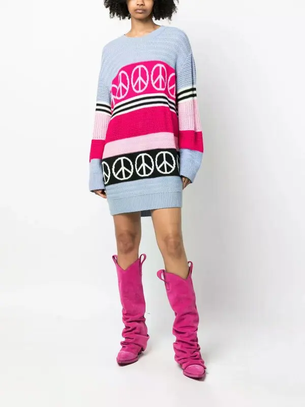 Moschino Peace Sign Colour-block Sweater Dress