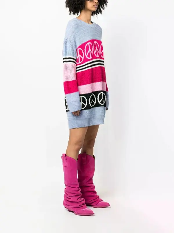 Moschino Peace Sign Colour-block Sweater Dress