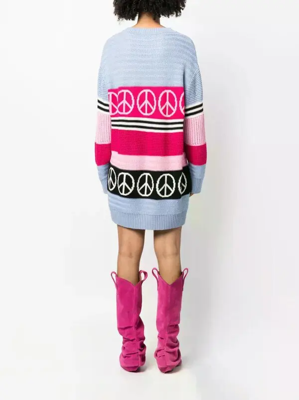 Moschino Peace Sign Colour-block Sweater Dress