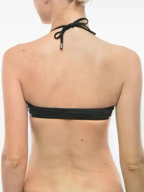 Karl Lagerfeld Logo-print Front-zip Bikini Top