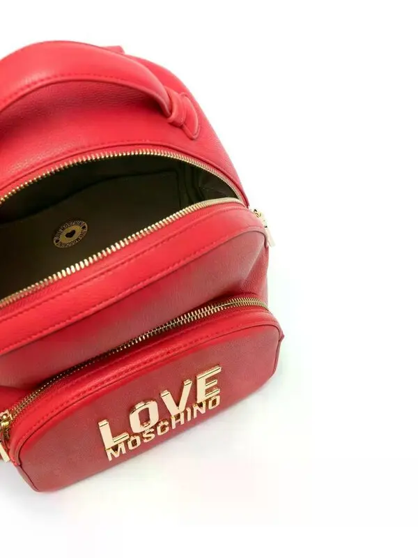Moschino Logo-plaque Pebbled-effect Backpack
