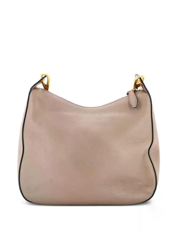 Prada Vitello Daino Striped Strap Zip Hobo Crossbody Bag