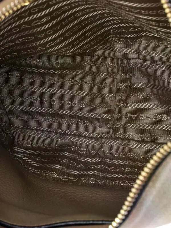 Prada Vitello Daino Striped Strap Zip Hobo Crossbody Bag