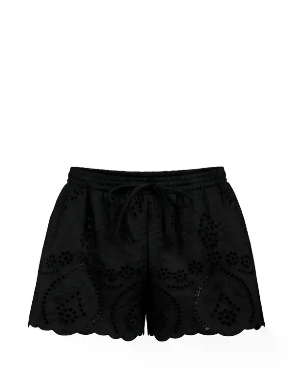 Natalie Martin Jasper Broderie-anglaise Beach Shorts - Black