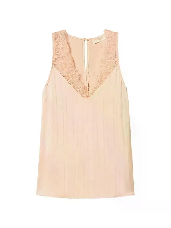 TWINSET Satin And Lace V-neck Sleeveless Top - Pink