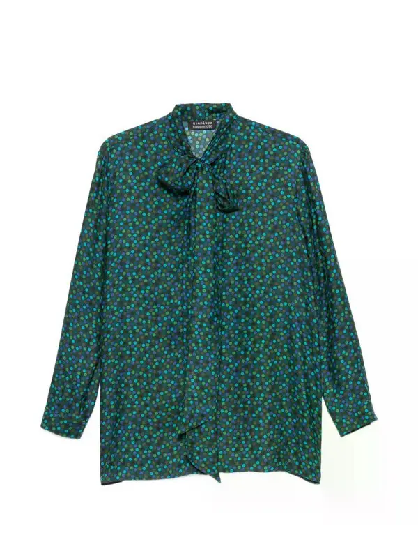 GIANLUCA CAPANNOLO Katherine Polka-dot Pussy-bow Blouse - Green