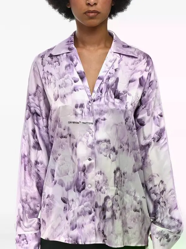 Off-White Floral-print Satin Shirt