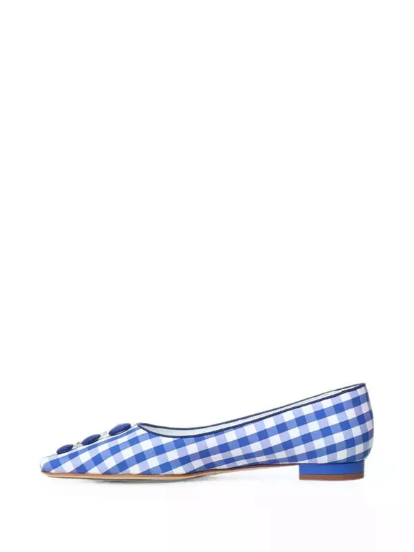 Manolo Blahnik Alexa Gingham-print Button-embellished Pumps