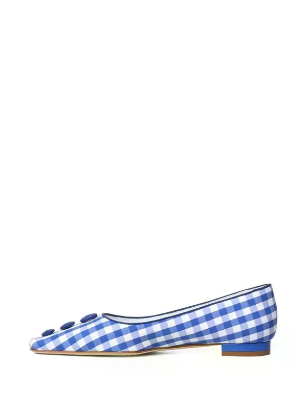 Manolo Blahnik Alexa Gingham Print Button Embellished Pumps - Blue
