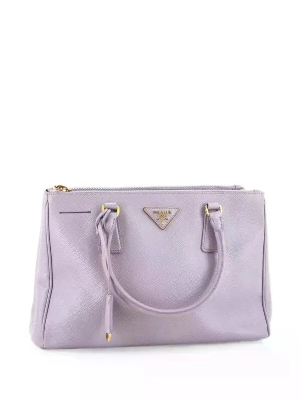 Prada Double Zip Lux Saffiano Leather Small Tote Bag - Purple