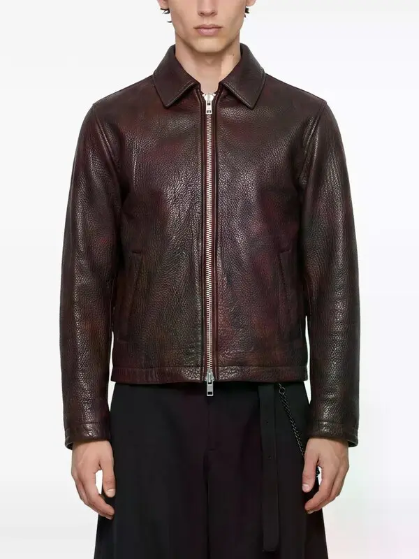 SUNFLOWER Grained-leather Jacket