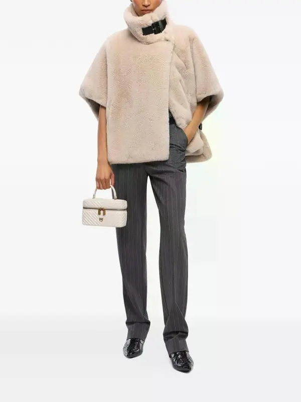 Pinko Faux-fur Buckle-detail Jacket - Neutrals