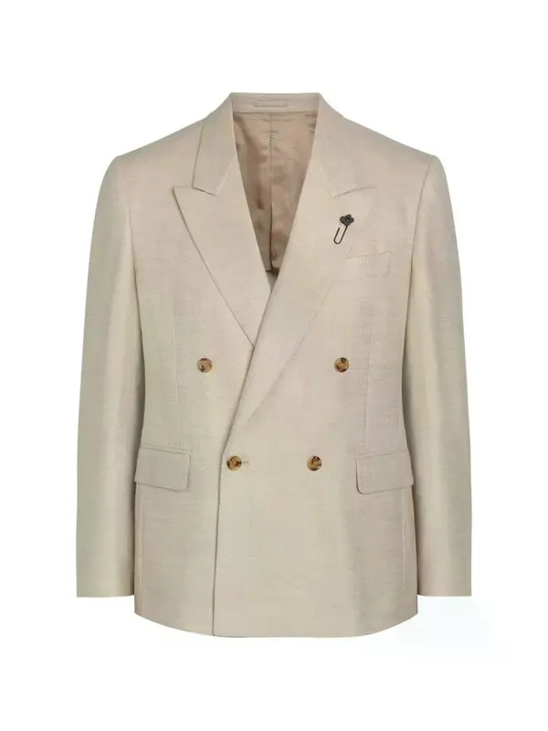 LARDINI Double-breasted Herringbone Blazer