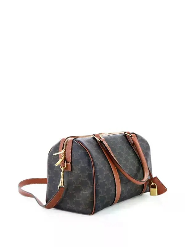 Celine Boston Bag Triomphe Coated Canvas Large Handbag