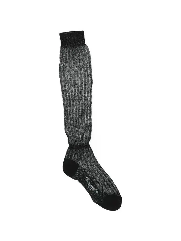 Dsquared2 Semi-sheer Knee-high Socks With Vertical Stripe Pattern - Black