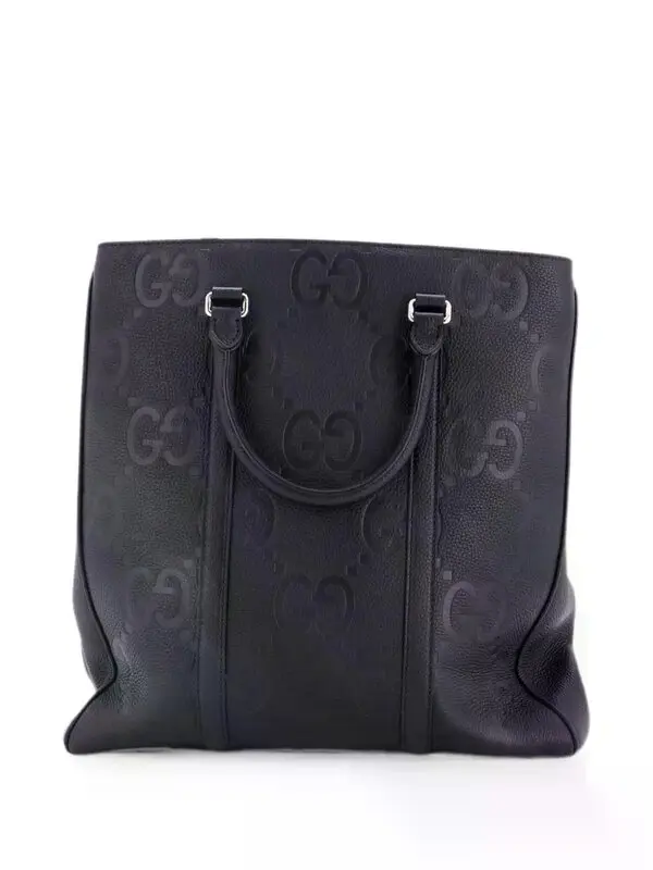 Gucci Jumbo Gg Embossed Leather Vertical Structured Top Handle Open Tote