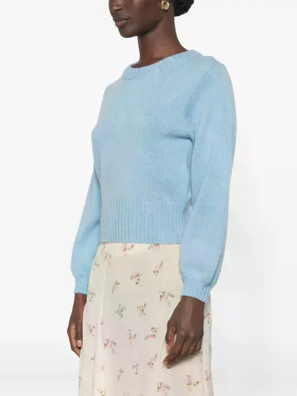 ALLUDE Ribbed Crew Neck Sweater - Blue