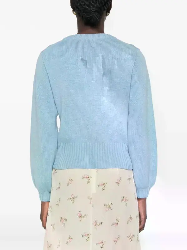 ALLUDE Ribbed Crew Neck Sweater - Blue