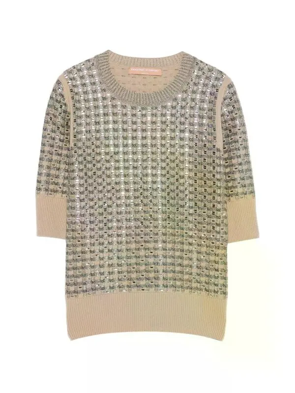 Ermanno Scervino Sequin-embellished Checkered Wool Sweater