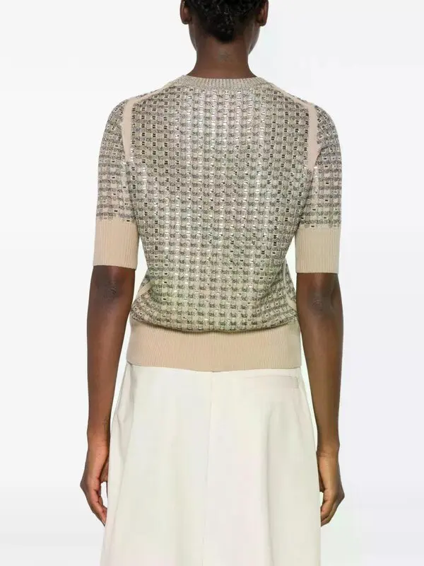 Ermanno Scervino Sequin-embellished Checkered Wool Sweater
