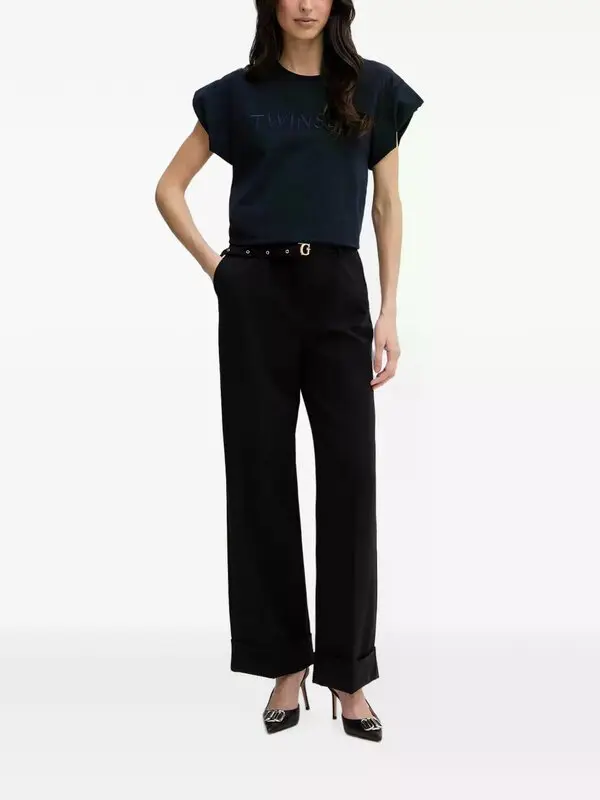 TWINSET Embroidered Logo Cap Sleeve T-shirt
