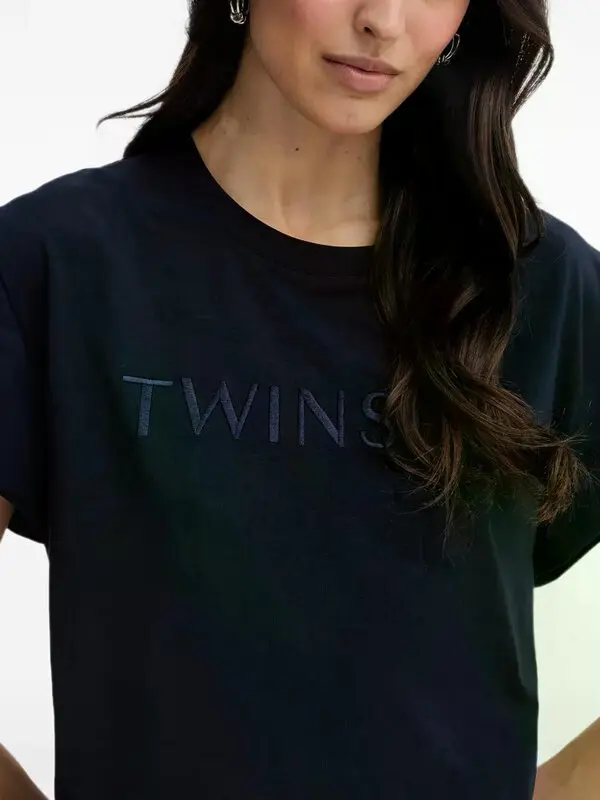 TWINSET Embroidered Logo Cap Sleeve T-shirt