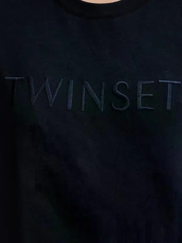 TWINSET Embroidered Logo Cap Sleeve T-shirt