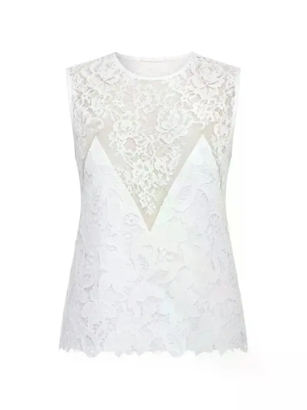 N°21 Lace-panelled Sleeveless Top - White