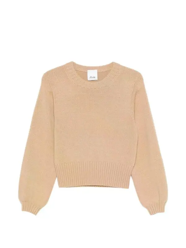 ALLUDE Ribbed Trim Long Sleeve Sweater