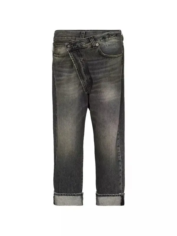 R13 Crossover Waist Turned-up Jeans