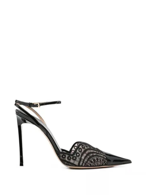 TOM FORD Lace-panelled Patent Leather Pumps - Black