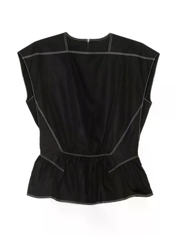 LESS Peplum Hem Blouse - Black