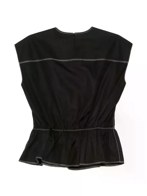LESS Peplum Hem Blouse - Black