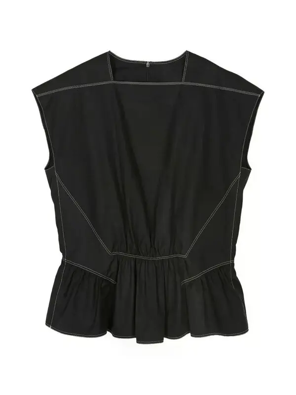LESS Peplum Hem Blouse - Black